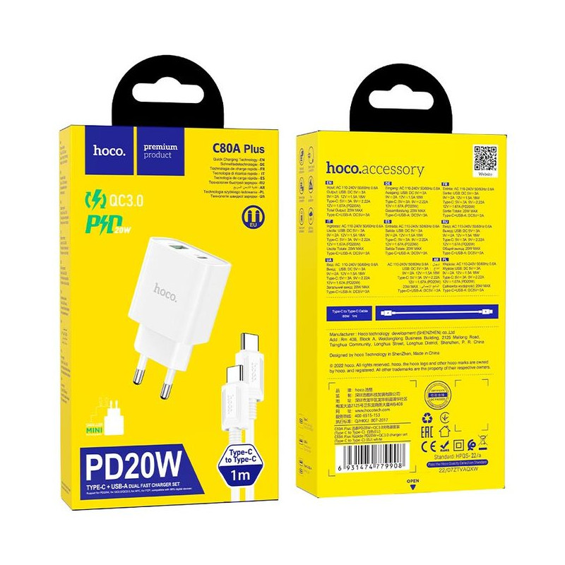 Hoco C80A PD20W QC3.0 type C-C